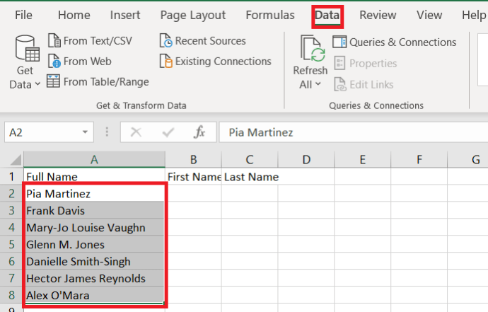 Cómo Separar Nombre Y Apellido En Excel