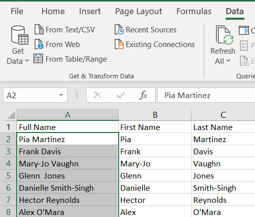 Cómo Separar Nombre Y Apellido En Excel